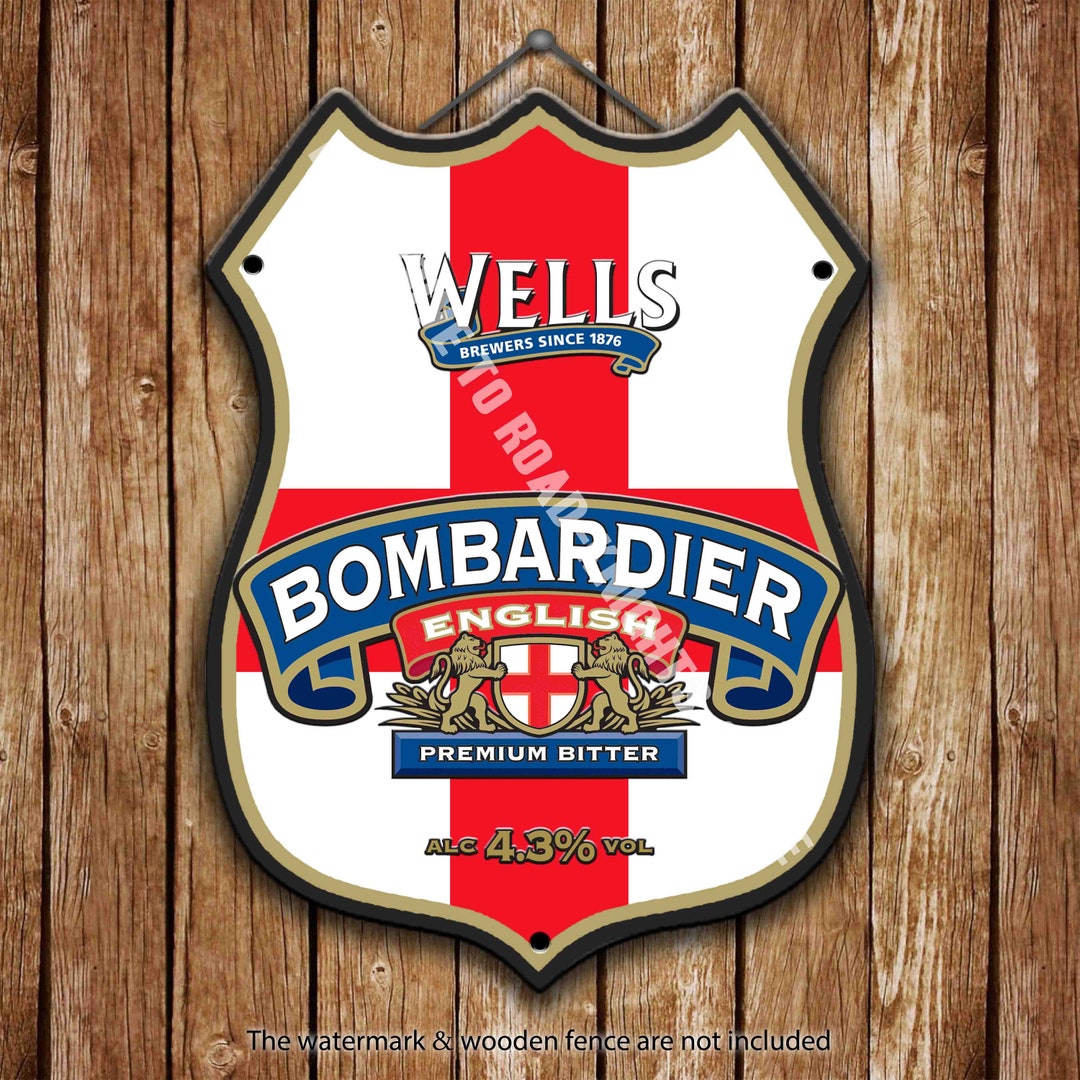 Wells Bombardier Beer Advertising Bar Old Pub Pump Badge Shield Metal ...
