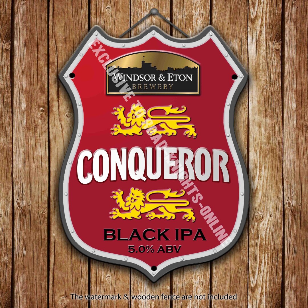 Windsor & Eton Conqueror Beer Advertising Pub Pump Badge Shield Metal ...