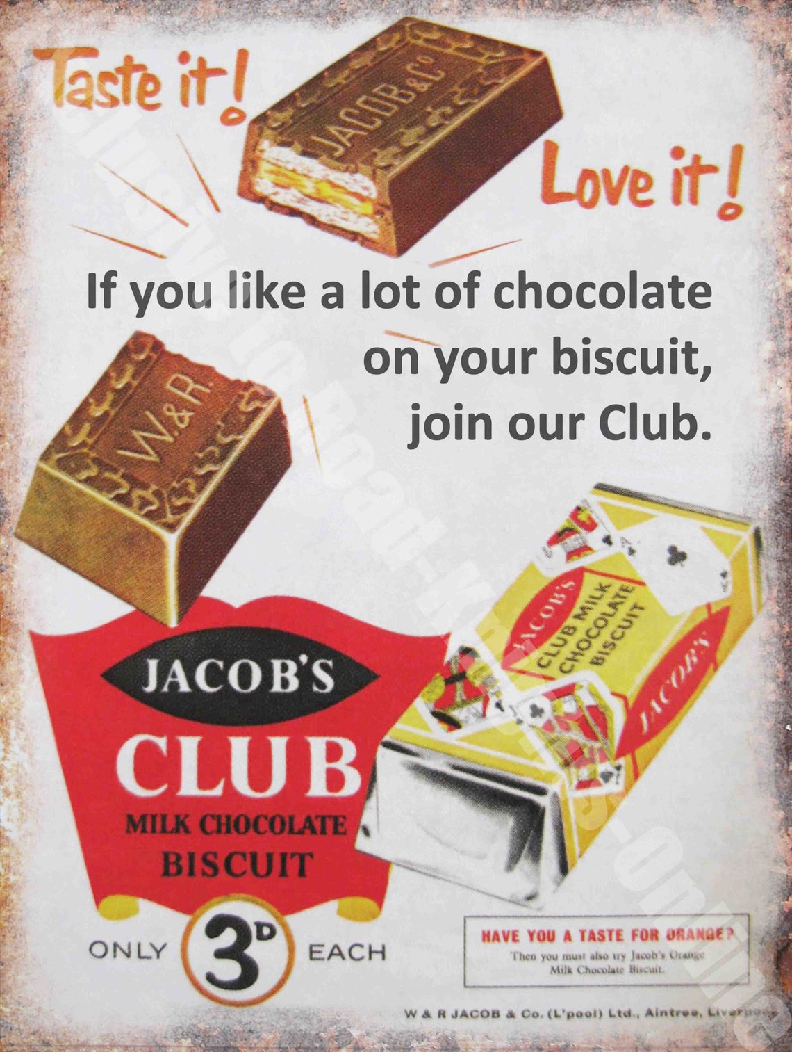 Vintage Food 93 Jacob's Club Chocolate Biscuit Old - Etsy