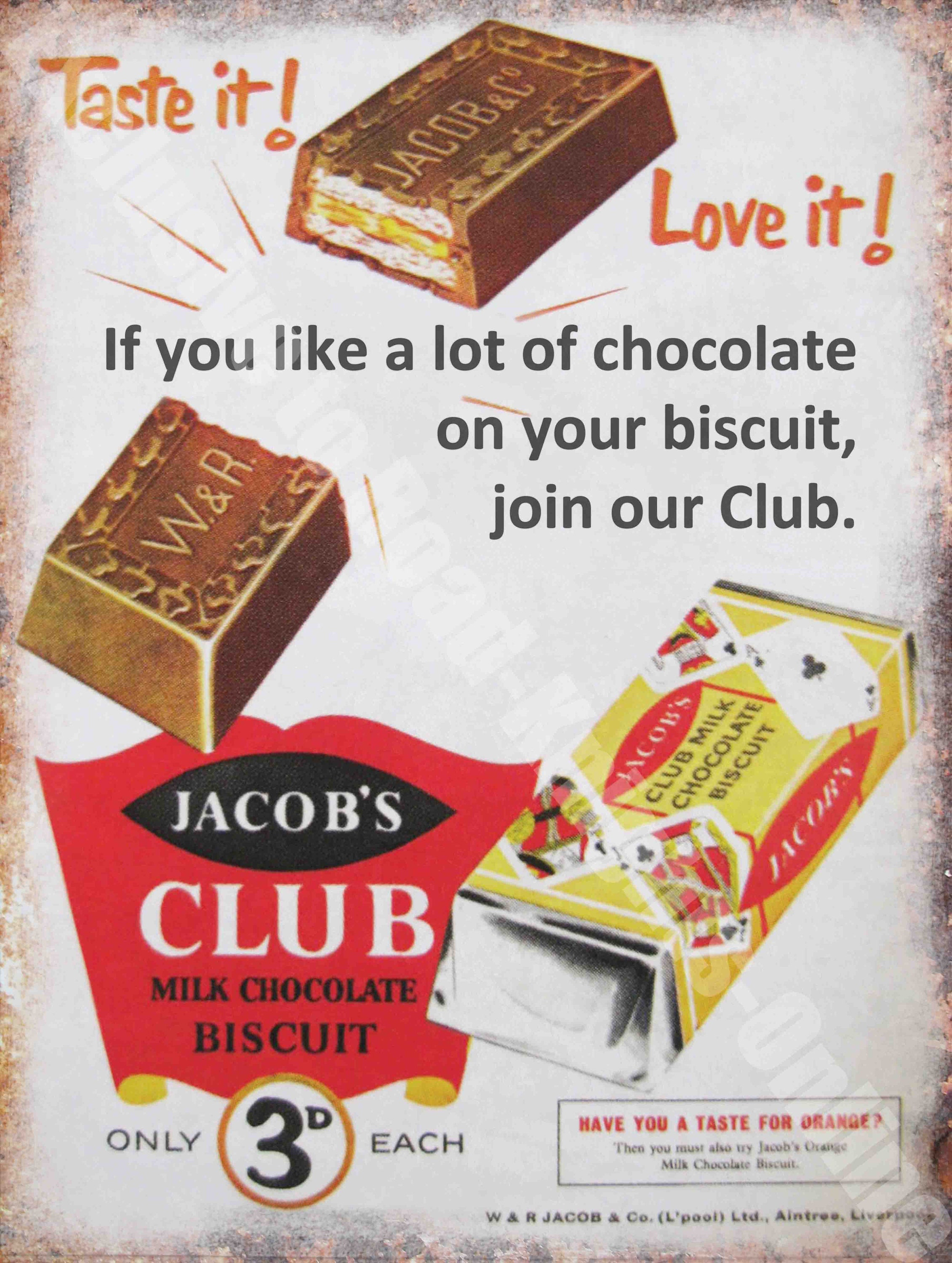Vintage Food 93 Jacob's Club Chocolate Biscuit Old - Etsy