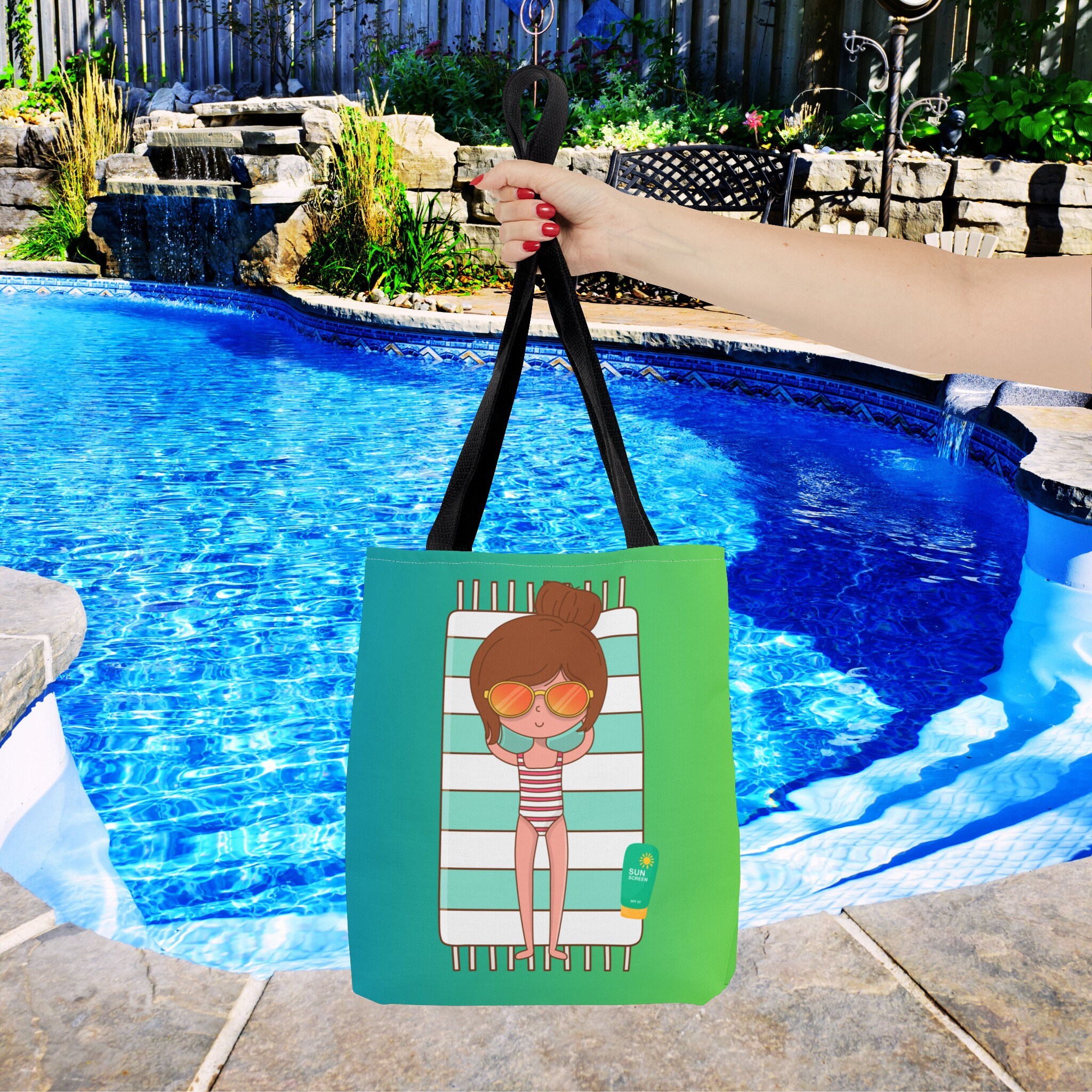 Kids Beach Tote Bag: Tanning Girl on Beach Towel - Etsy