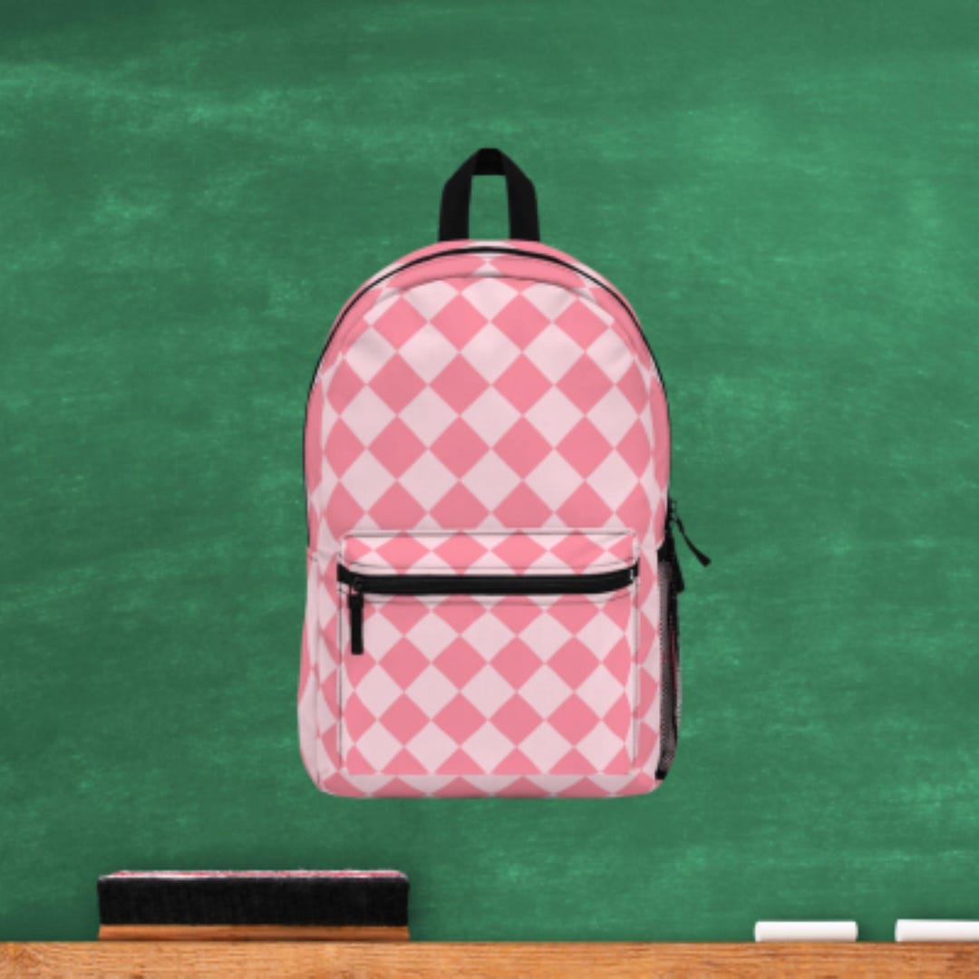 Pink Checkerboard Backpack Back to School - Etsy
