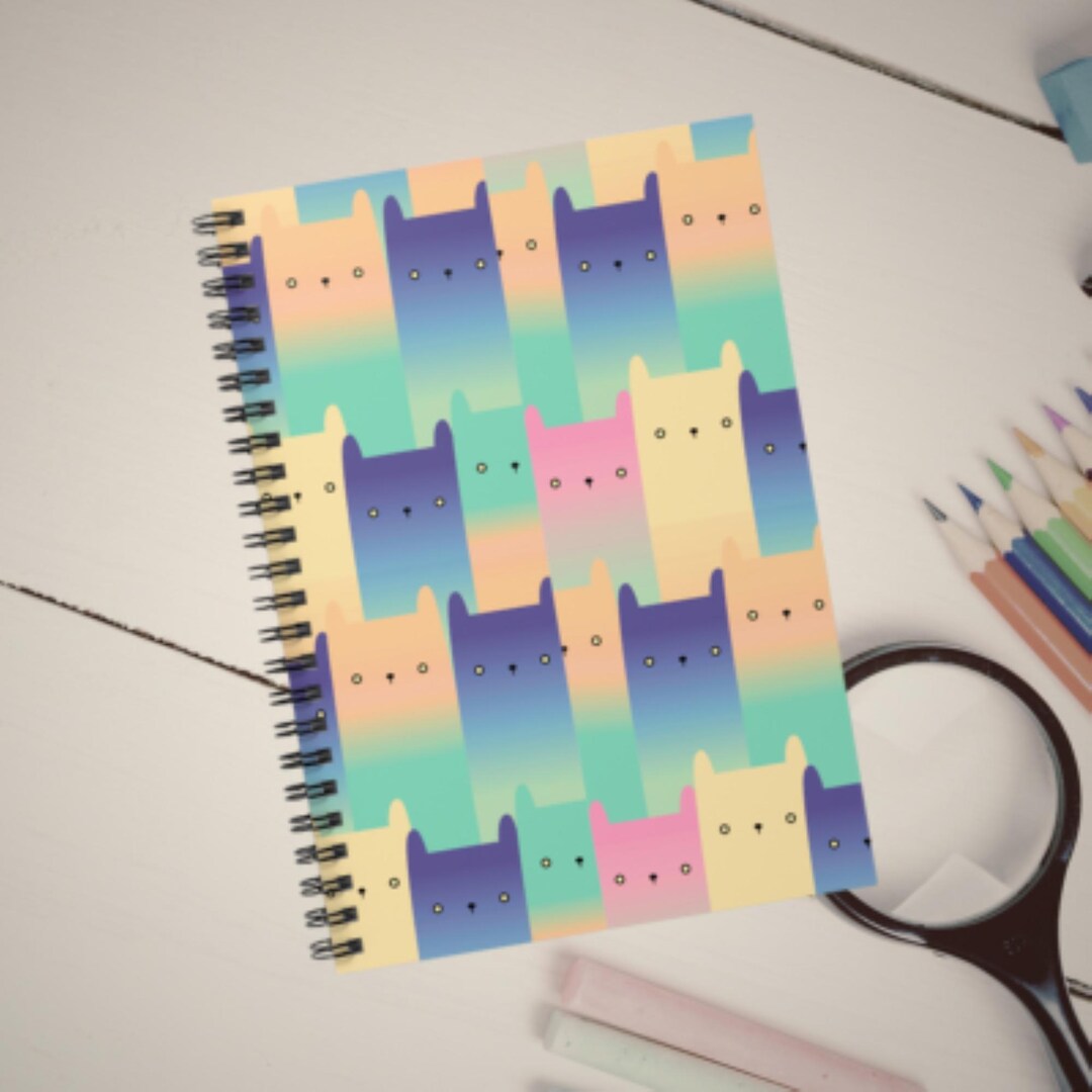 Modern Cats Fall Spiral Notebook - Ruled Line - Etsy