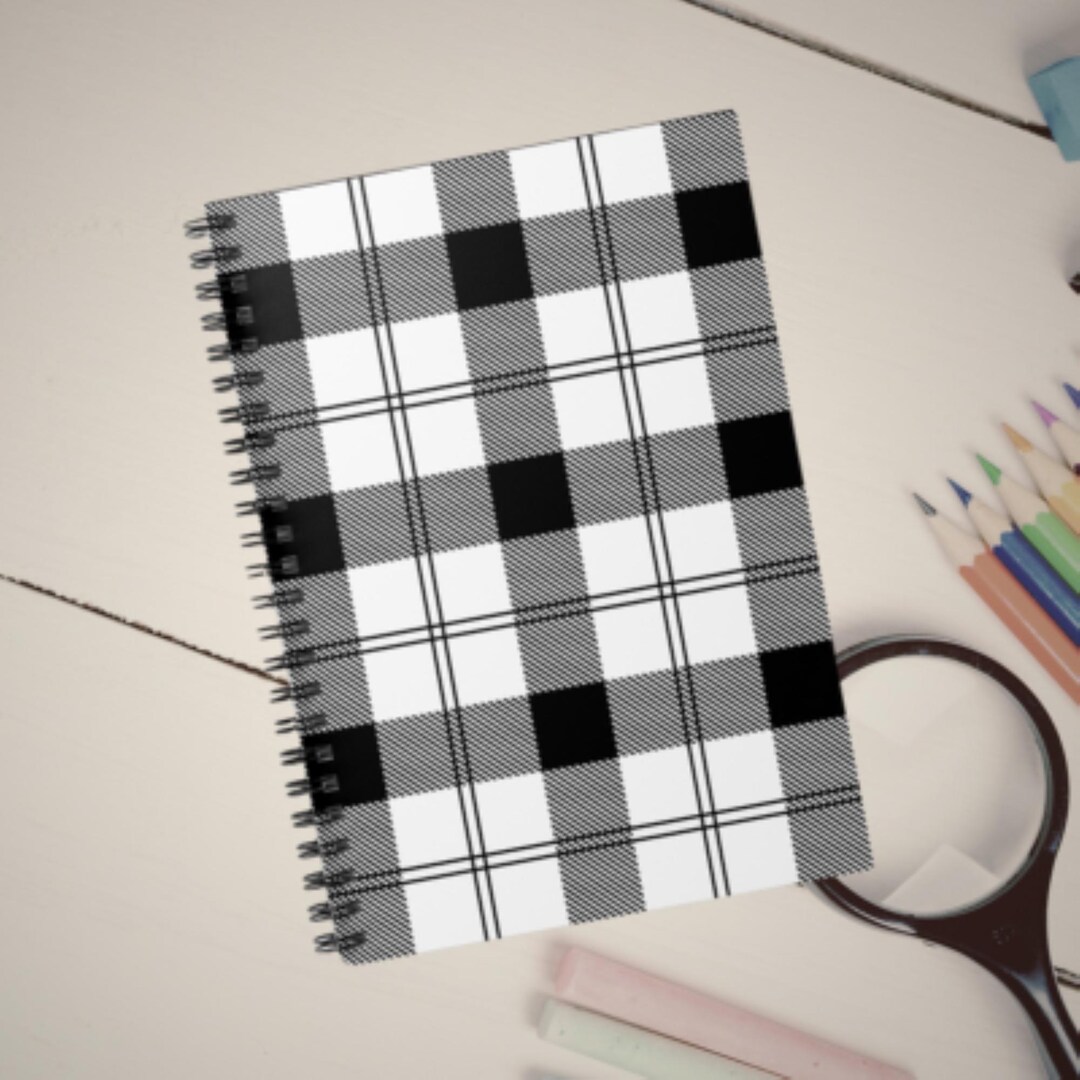 Black and White Checked Spiral Notebook - Ruled Line - Etsy