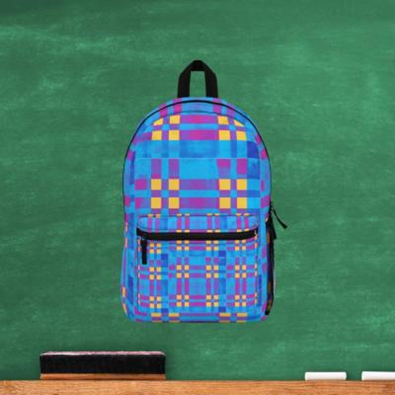 Blue Purple Modern Plaid Fall Old School Spiral Notebook - Ruled Line ...