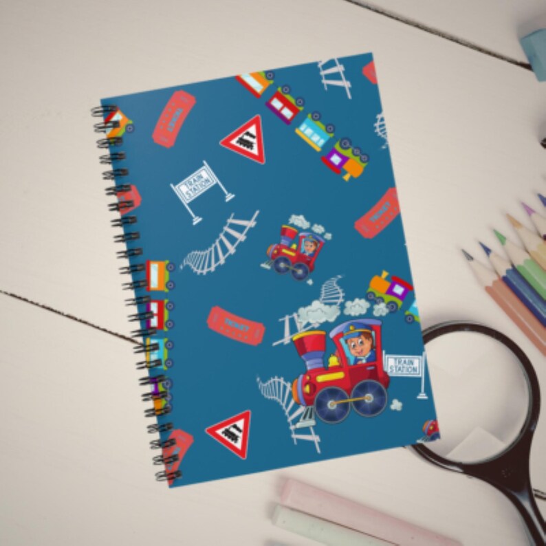 Train Lover Blue Spiral Notebook - Ruled Line - Etsy