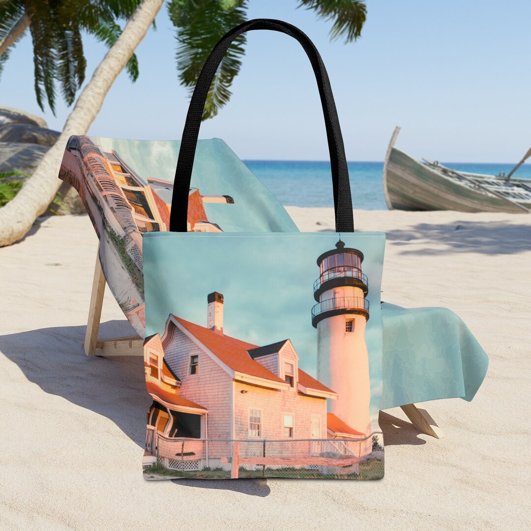 Cape Cod Lighthouse Beach Tote Bag, Artful Escapes Summer Purse - Etsy