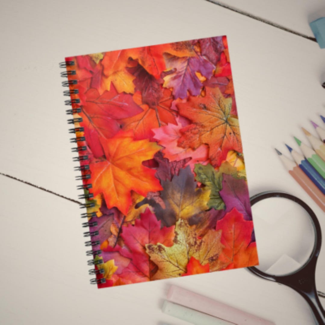 Falling Leaves Spiral Notebook - Ruled Line - Etsy