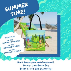 Kids Bike Print Beach Tote, Colorful Summer Camp Carryall - Etsy