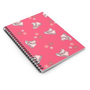 Pink Sneakers and Retro Flowers Spiral Notebook - Ruled Line - Etsy