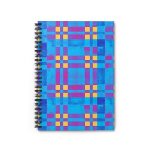 Blue Purple Modern Plaid Fall Old School Spiral Notebook - Ruled Line ...