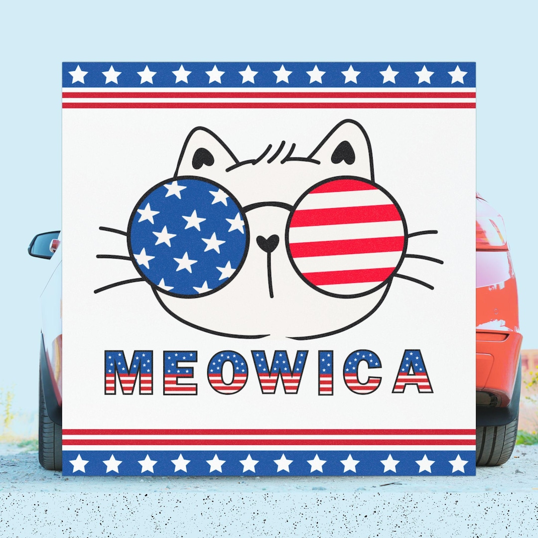 MEOWICA Cat Head Car Magnet, Patriotic USA Flag Sunglasses - Etsy