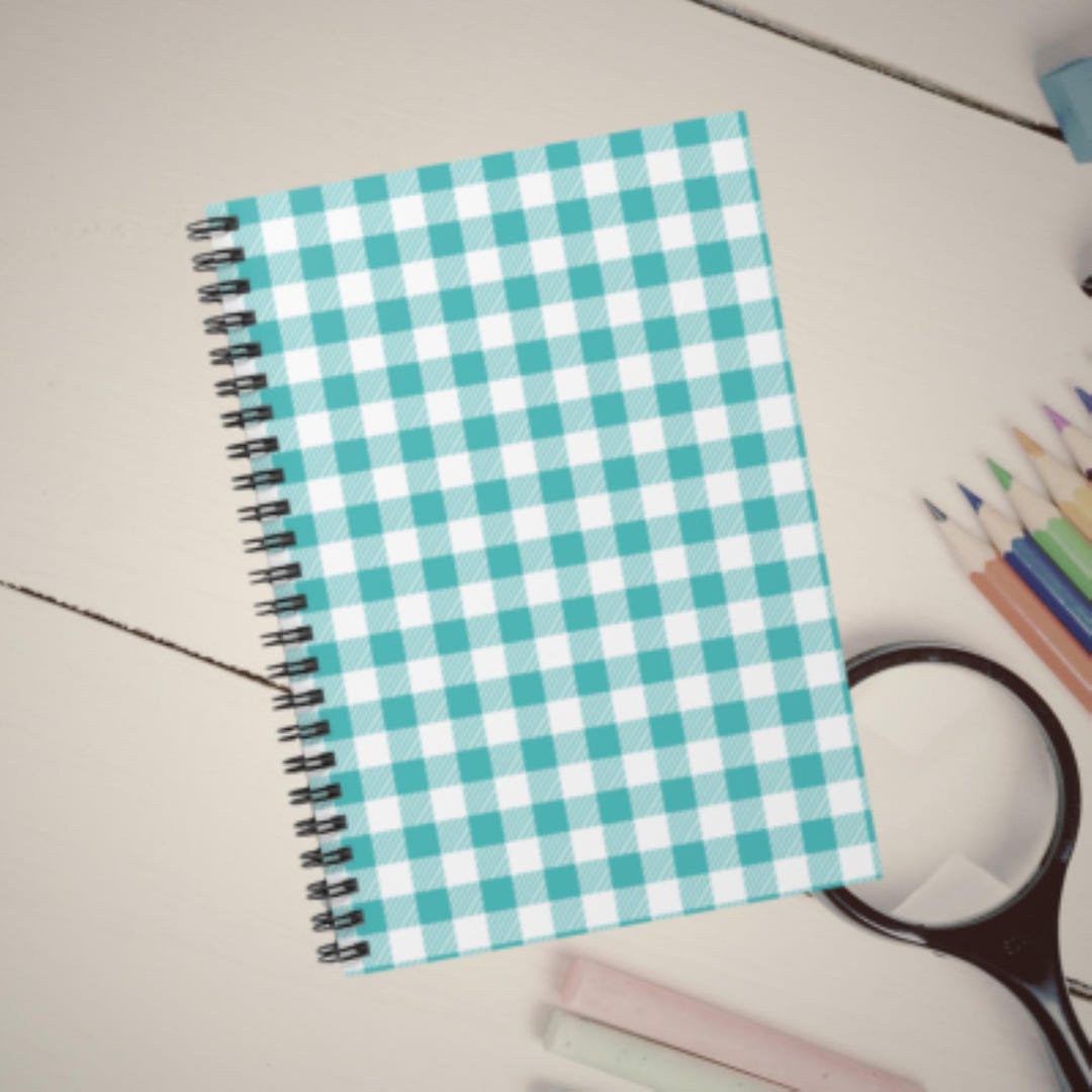 Turquoise Checked Spiral Notebook - Ruled Line - Etsy