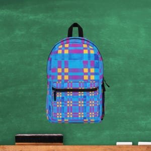 Blue Purple Modern Plaid Backpack Back to School - Etsy