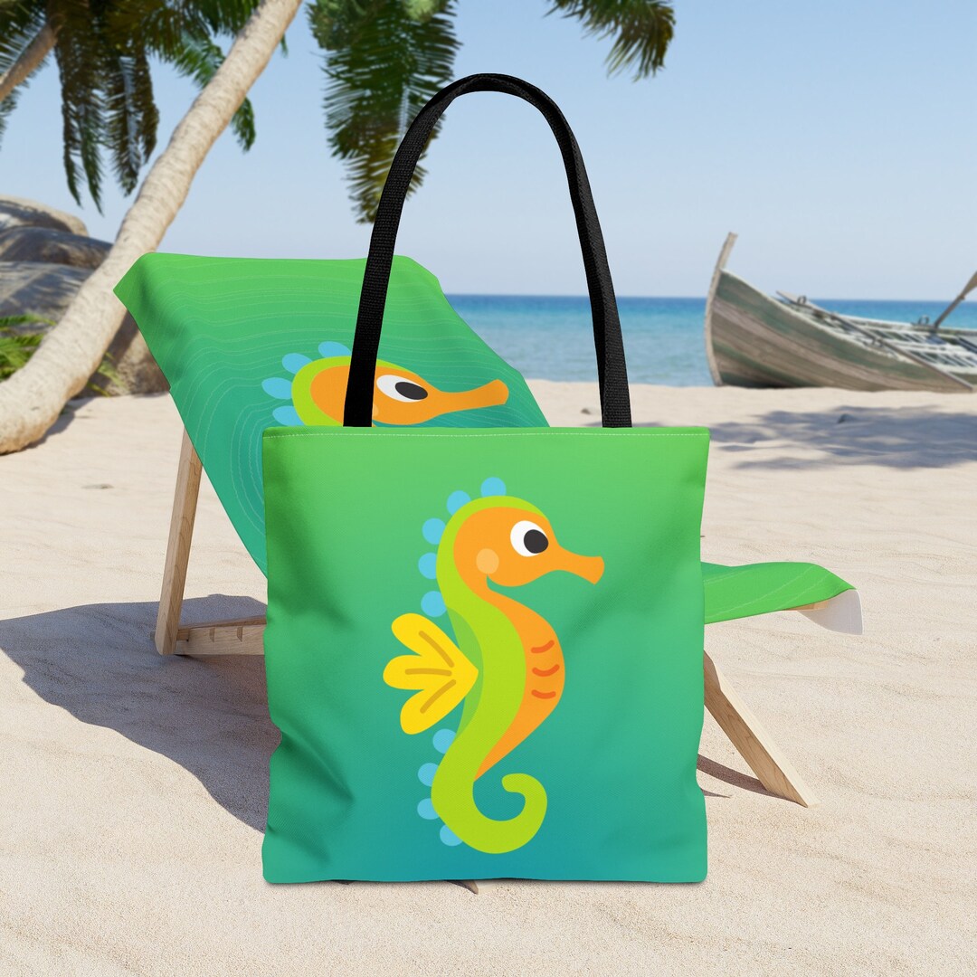 Kids: Seahorse Ocean Under the Sea Green Child Girl Boy Adult Beach Bag ...