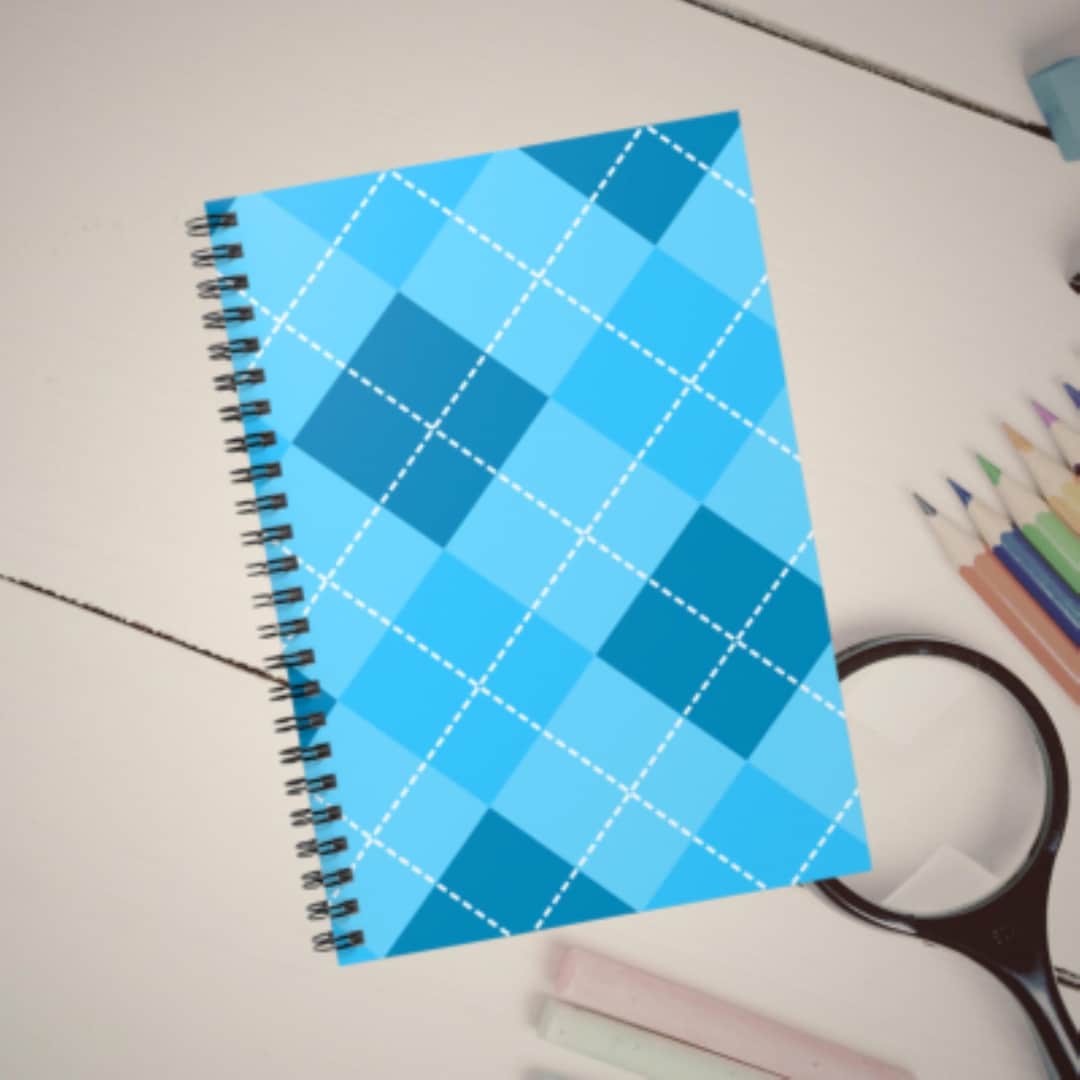 Blue on Blue Argyle Old School Spiral Notebook - Ruled Line - Etsy