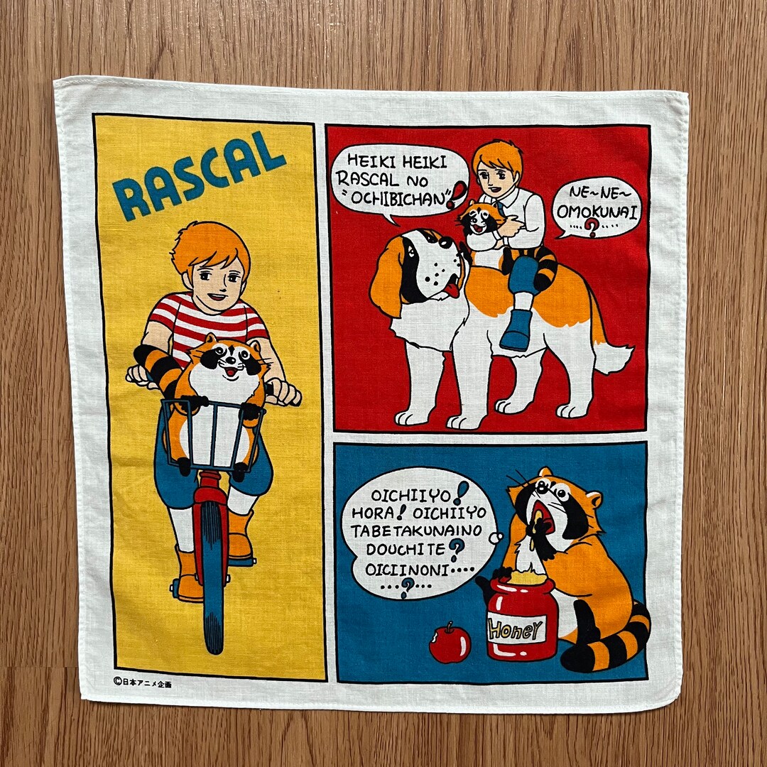 Vintage90s Rascal Cartoon / Anime Handkerchief - Etsy