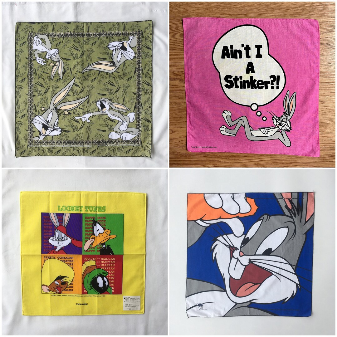 Vintage90s Looney Tunes Bug Bunny Handkerchief - Etsy