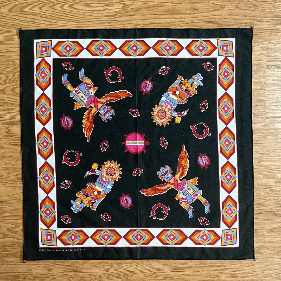 Vintage Tribal / 50/50 Made in USA Handkerchief - Etsy