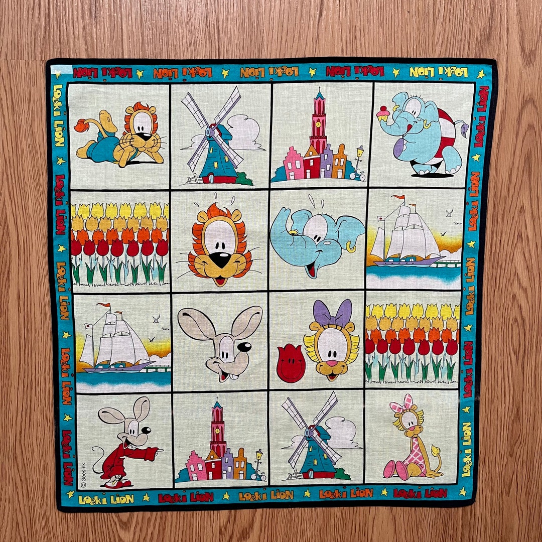 Vintage90s Loeki the Lion Cartoon / Anime Handkerchief - Etsy
