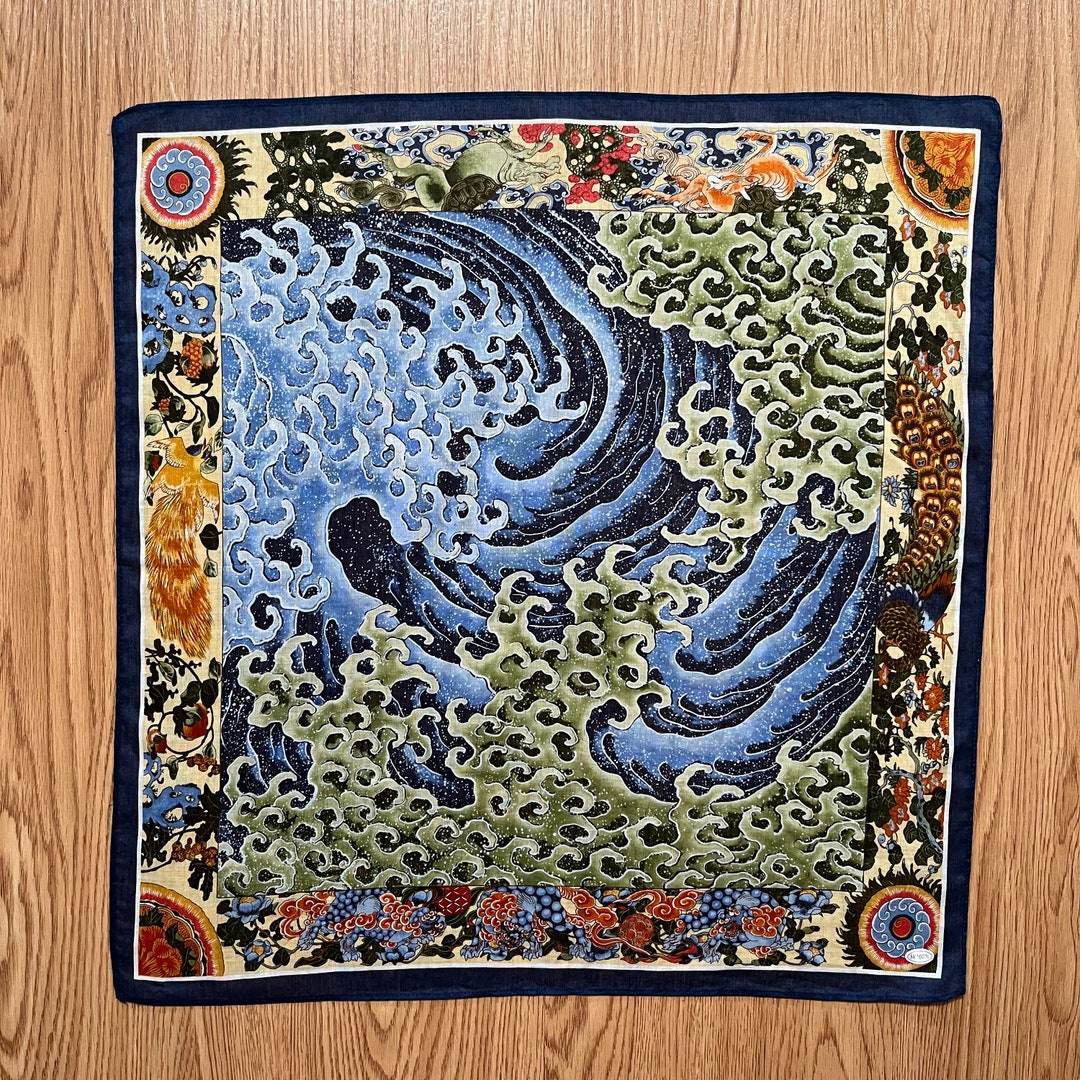 Vintage Masculine Wave Katsushika Hokusai Handkerchief - Etsy