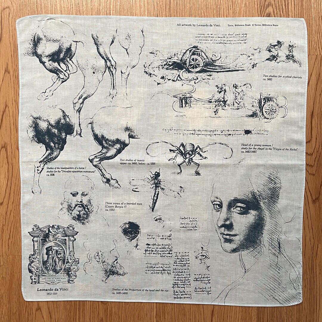 Vintage Leonardo Da Vinci All Artwork / Renaissance Art Handkerchief - Etsy