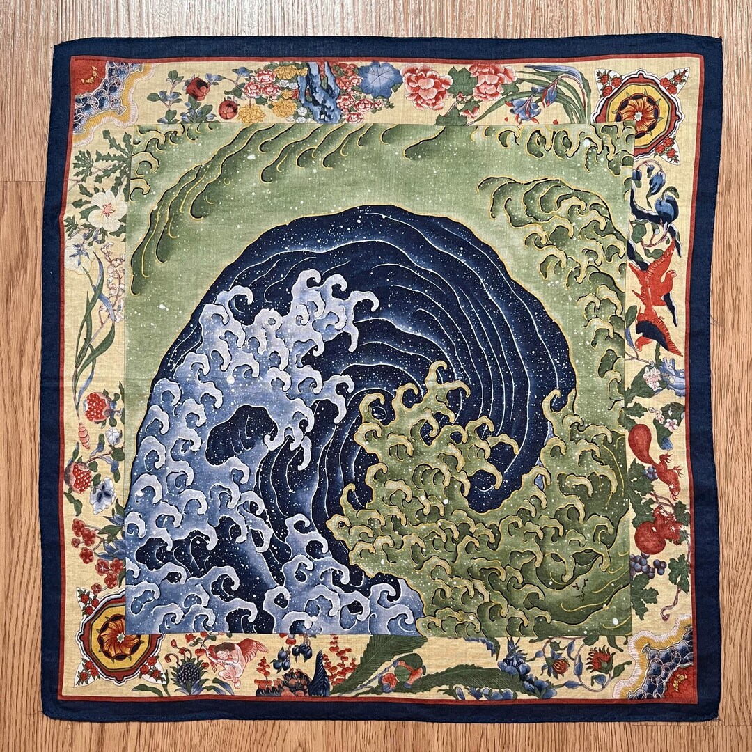 Vintage Masculine Wave Katsushika Hokusai Handkerchief - Etsy