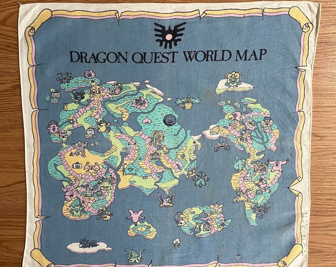 Vintage1988s Dragon Quest World Map Handkerchief - Etsy