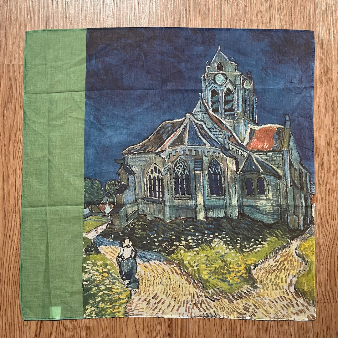 Vintage Vincent Van Gogh / the Church at Auvers Handkerchief - Etsy