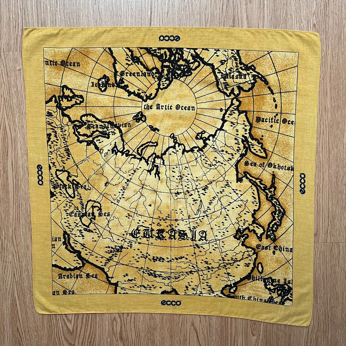 Vintage Ecco Map / the Artic Ocean Handkerchief - Etsy