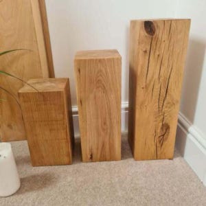 Solid Oak Block/140x140x50/side Table/ Beside Table/ Lamp Stand/ Display Set/ Modern Home Décor ...