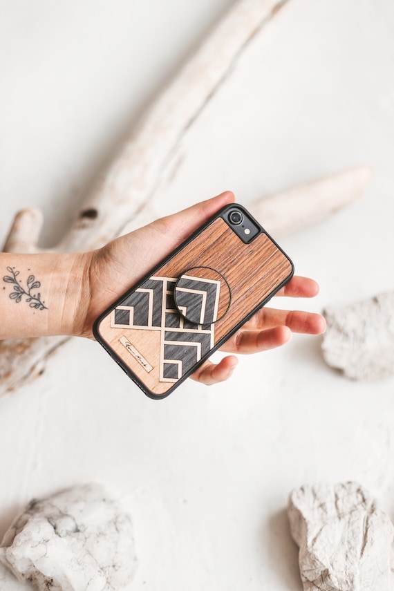 Wooden Luxury Phone Case With Pop Socket Grip Handmade Iphone | Etsy