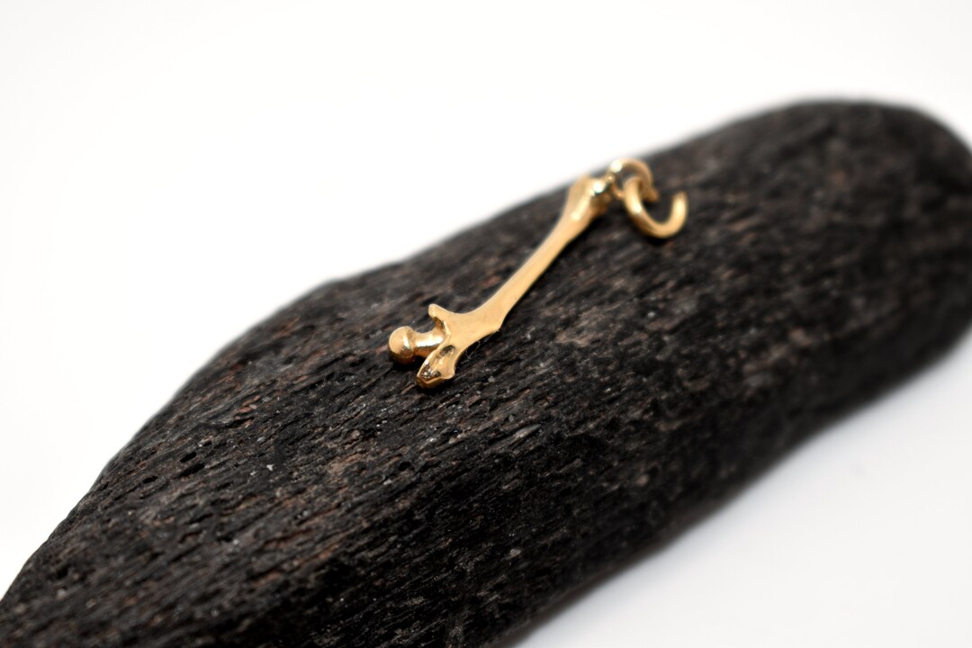 14k Gold Charm/bone Charm/solid 14k Gold Charm/unique Gold Charm/bone ...