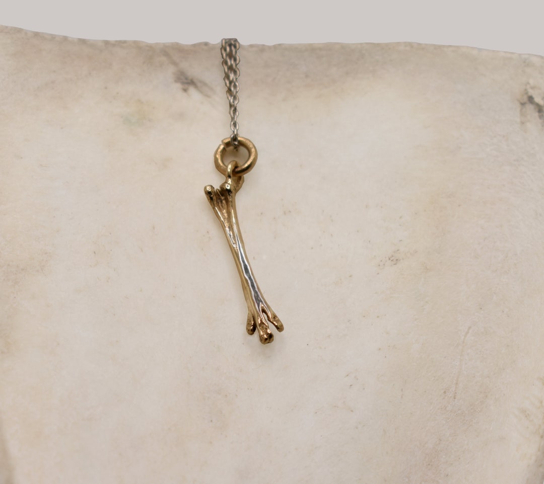14k Gold Charm/bone Charm/solid 14k Gold Charm/unique Gold Charm/bone ...