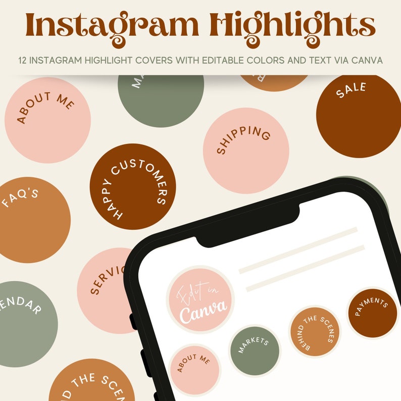 EDITABLE Instagram Highlights, Boho Neutral IG Highlight Covers, Story ...