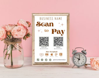 Simple Editable Scan to Pay Card Printable QR Code Sign - Etsy