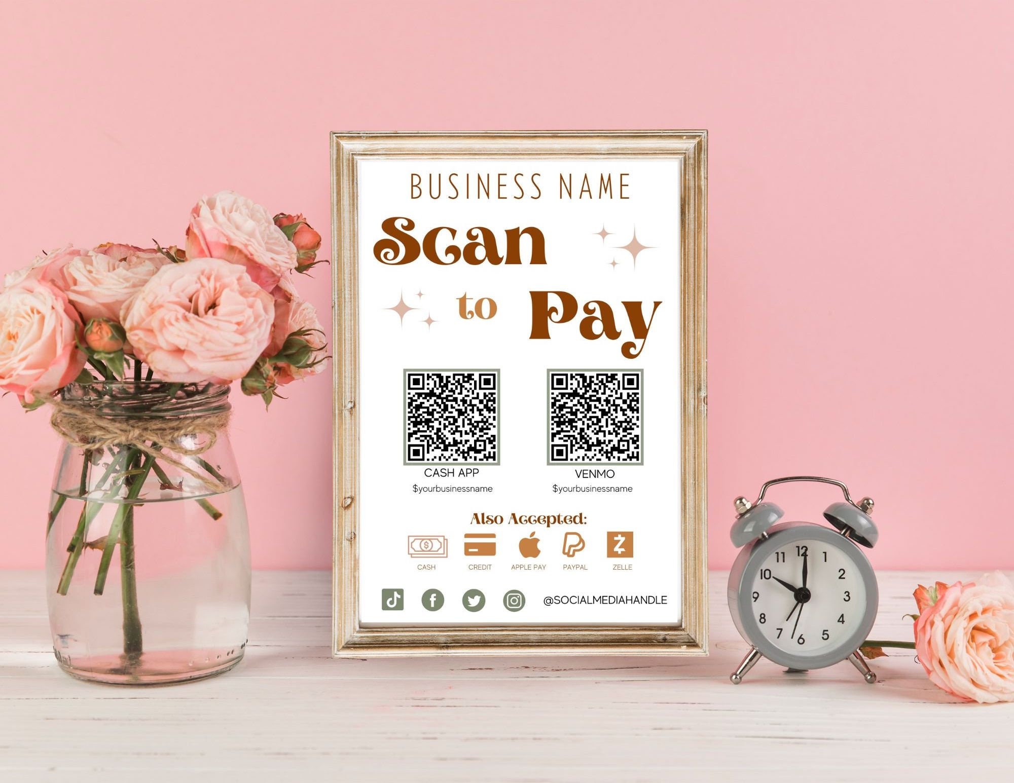 Boho Feels Scan to Pay Sign Template, QR Code Sign, Printable Payment ...