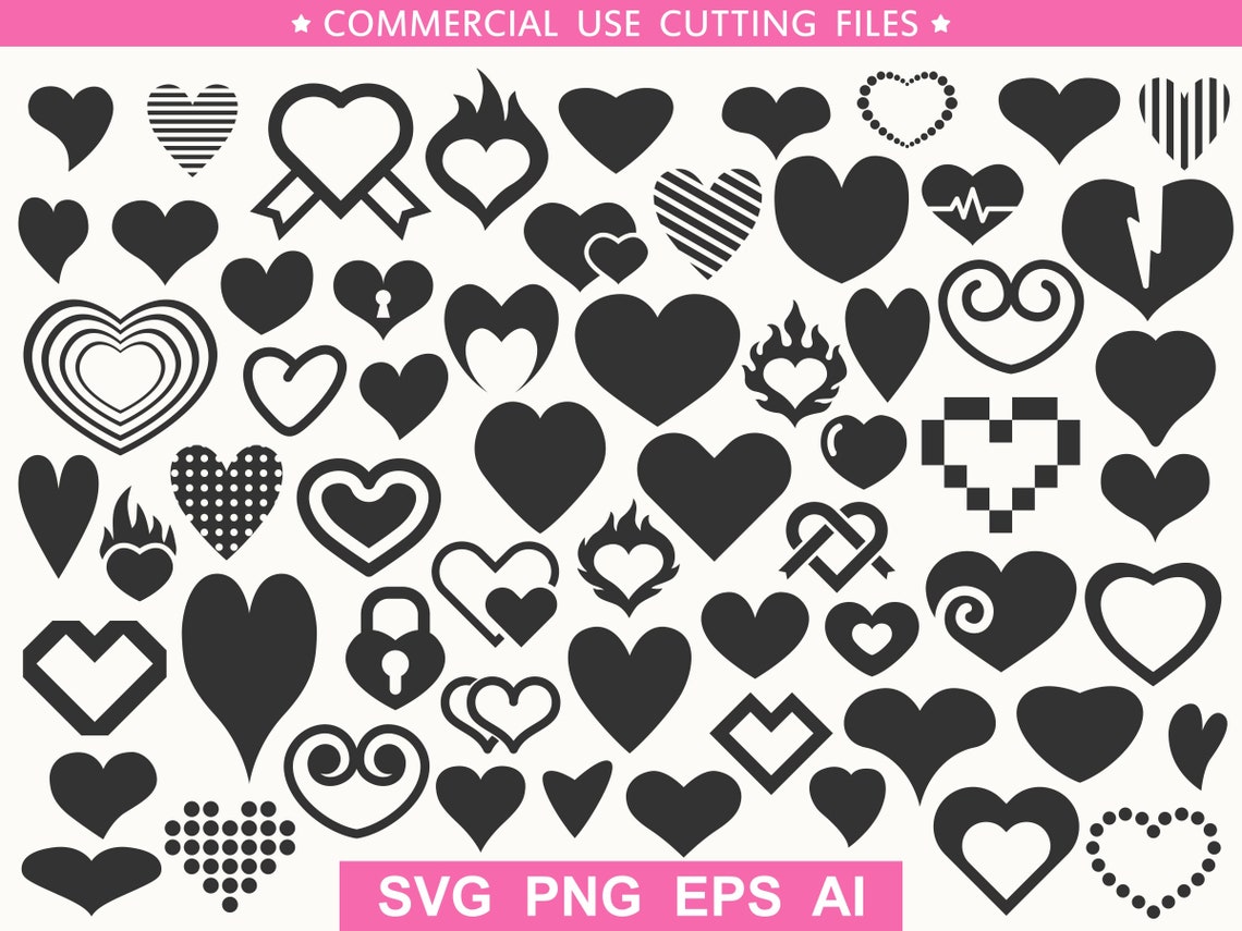 Coeur SVG Bundle, coeur SVG, coeur Png, coeur Silhouette, amour Png ...