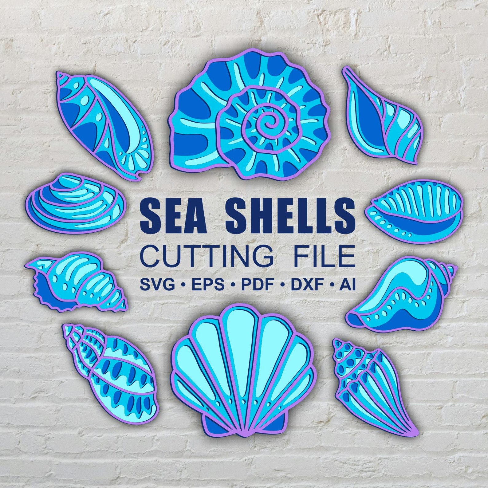 Seashell Layered SVG, Seashell Outline, Solid Seashell, Seashells Laser ...