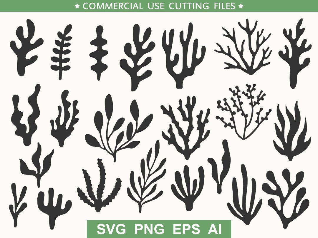 Aquarium Plants Silhouette, Ocean Svg, Seaweed Svg, Coral, Ocean Plants ...
