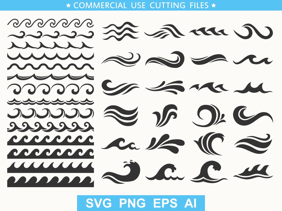 Wave Bundle SVG, PNG, Digital Cut File, Commercial Use, Instant ...