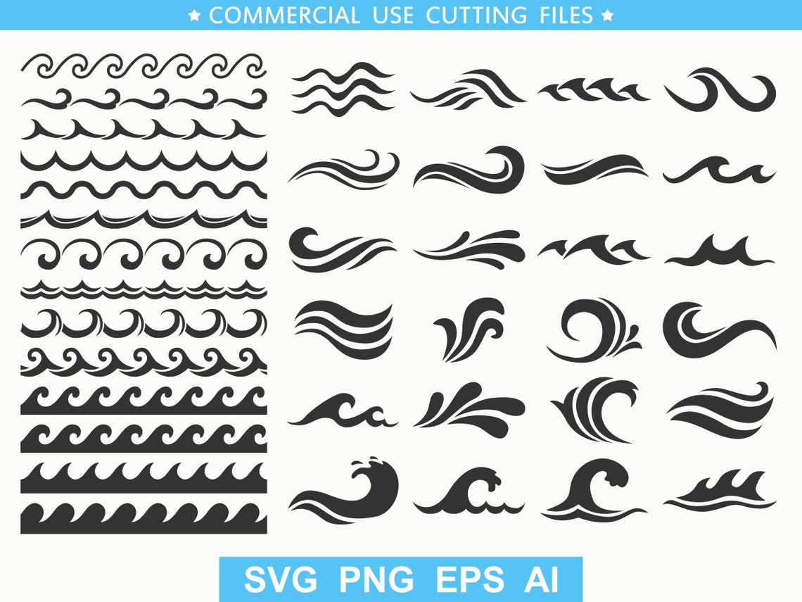 Wave Bundle SVG, PNG, Digital Cut File, Commercial Use, Instant ...