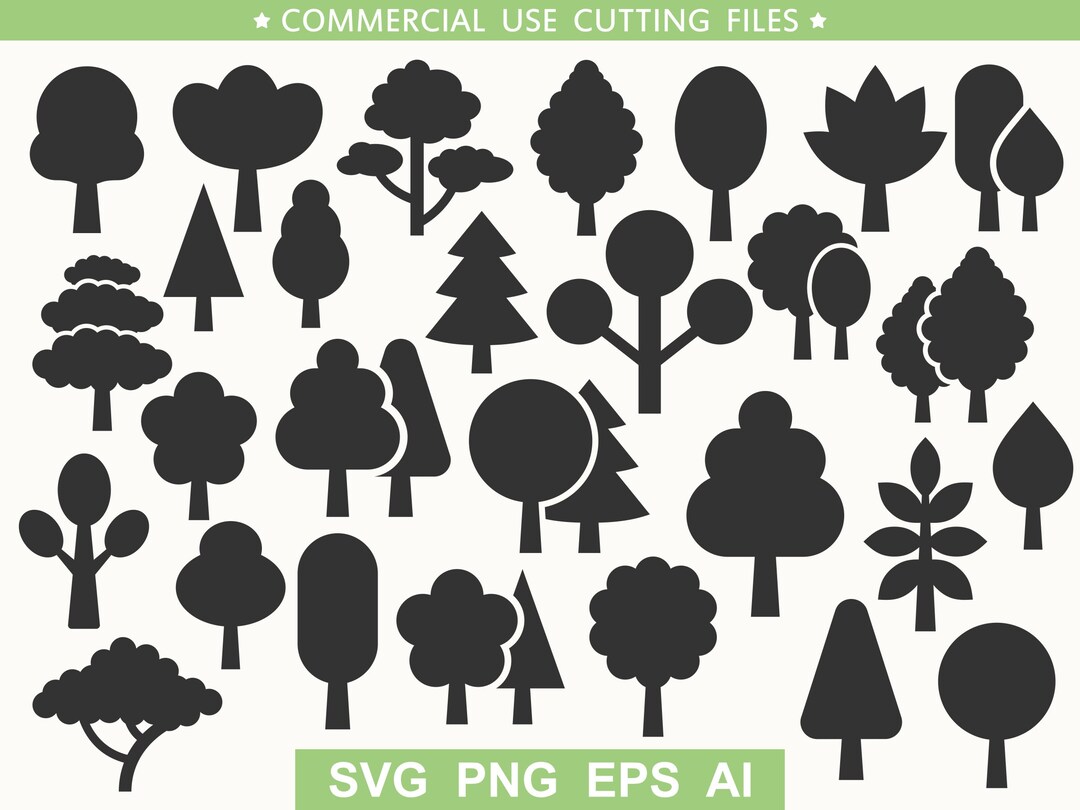 TREE SILHOUETTE SVG Bundle, Tree Cut Files for Cricut, Forest Svg Files ...