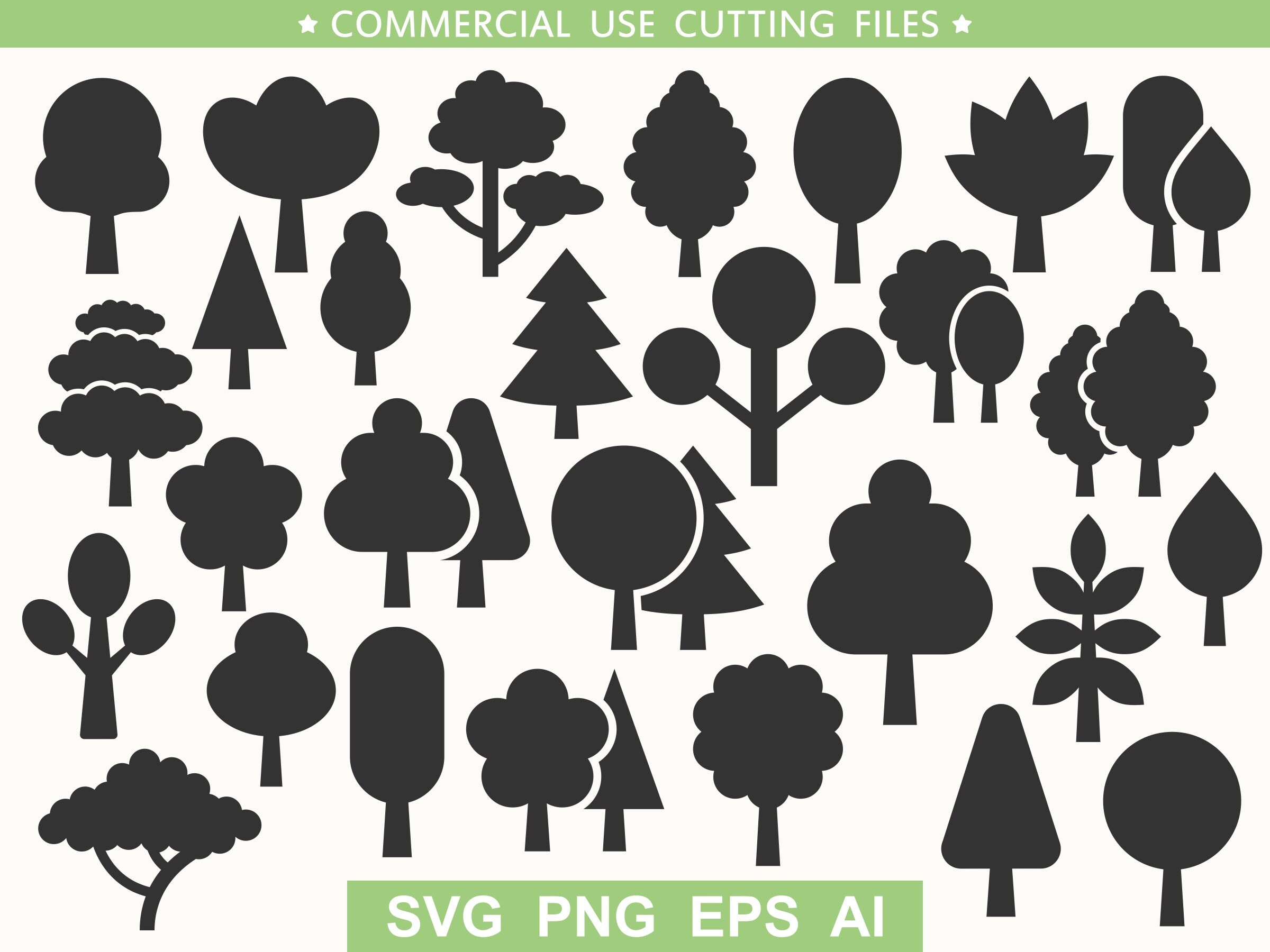 TREE SILHOUETTE SVG Bundle, Tree Cut Files for Cricut, Forest Svg Files ...