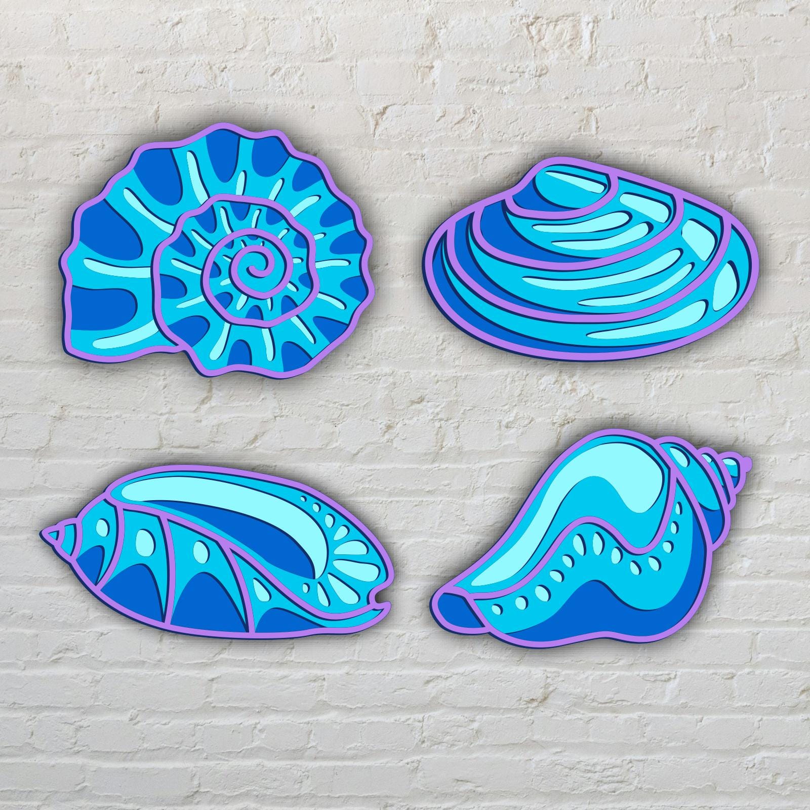 Seashell Layered SVG, Seashell Outline, Solid Seashell, Seashells Laser ...