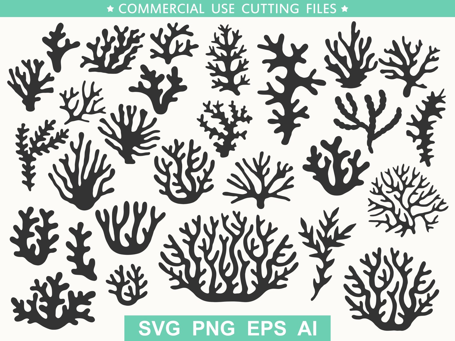 Seaweed Svg, Coral Svg, Under the Sea Svg, Plants Svg, Cut Files ...