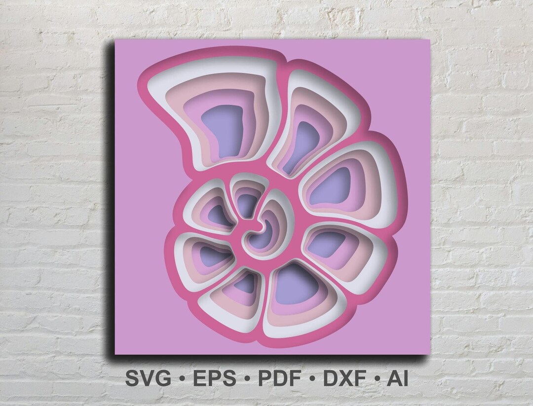 Shell Multilayer Svg, 3dlayer Shell, Seashell SVG Files, Laser Cut ...
