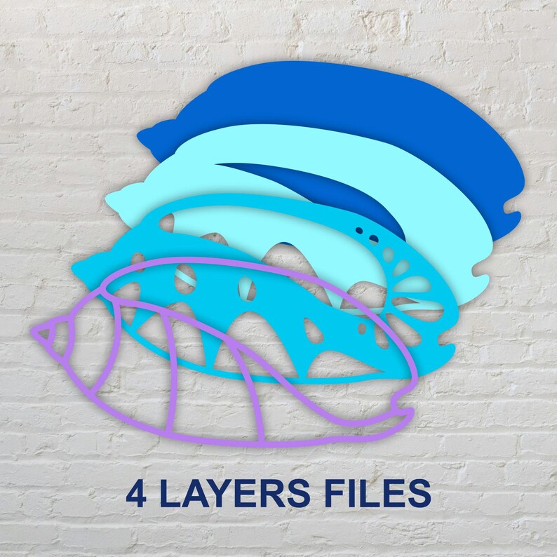 Seashell Layered SVG, Seashell Outline, Solid Seashell, Seashells Laser ...