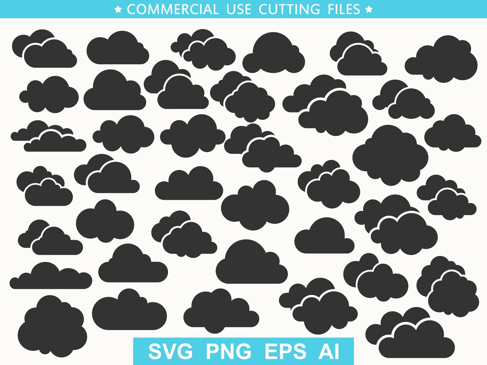 CLOUDS SVG, CLOUD Svg Cut Files for Cricut, Clouds Svg Cut Files ...