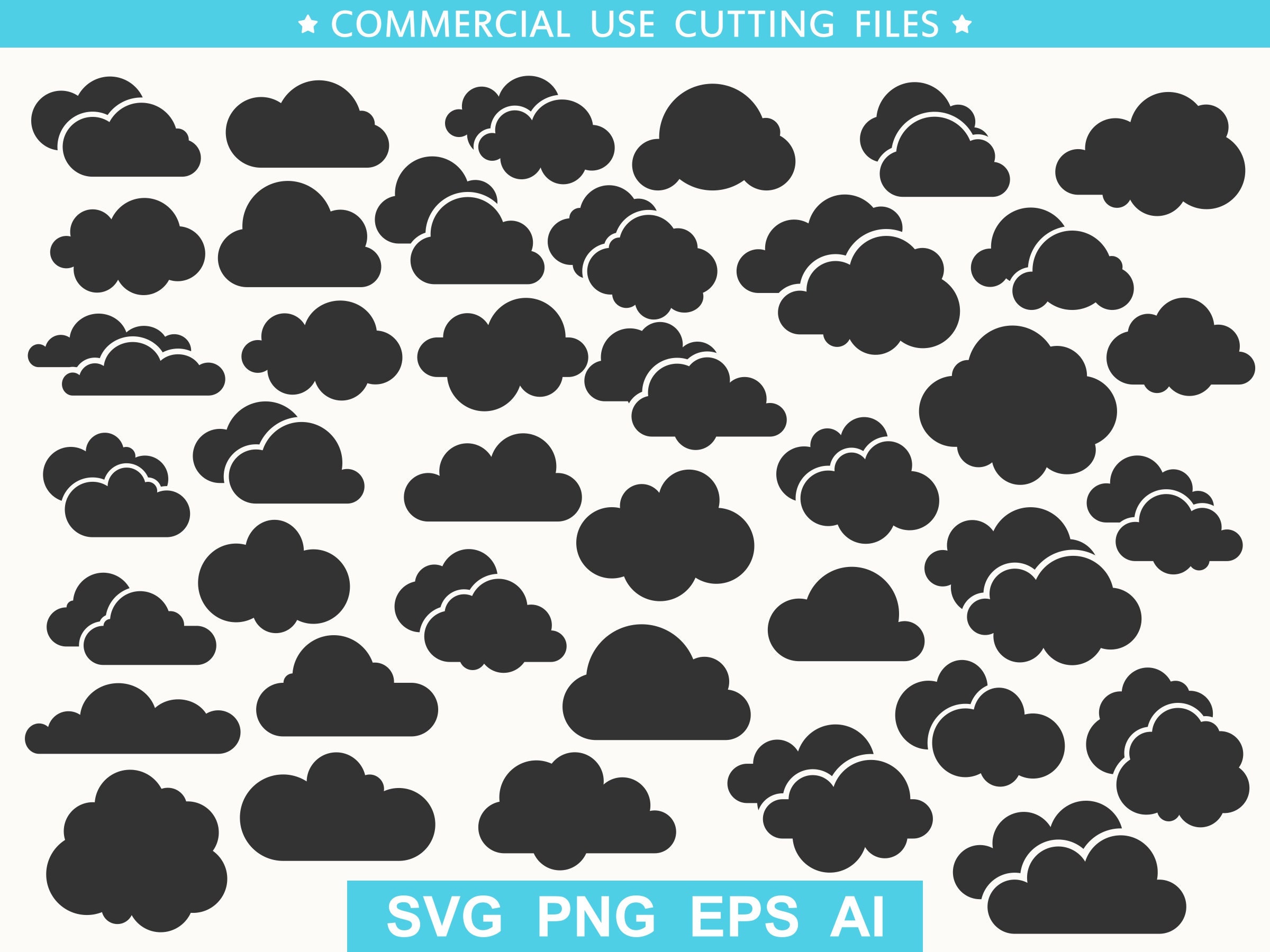 CLOUDS SVG, CLOUD Svg Cut Files for Cricut, Clouds Svg Cut Files ...